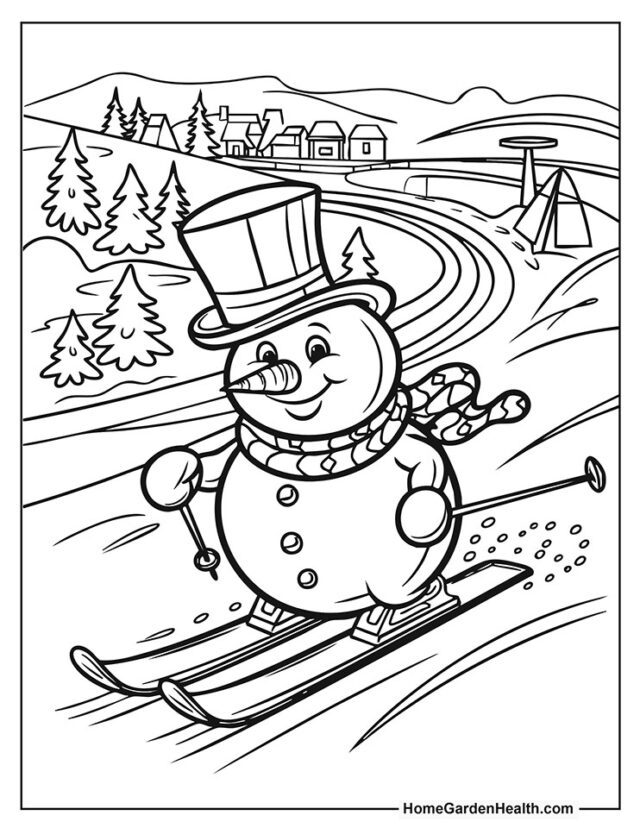 Snowman Christmas Holiday Coloring Printable Pages