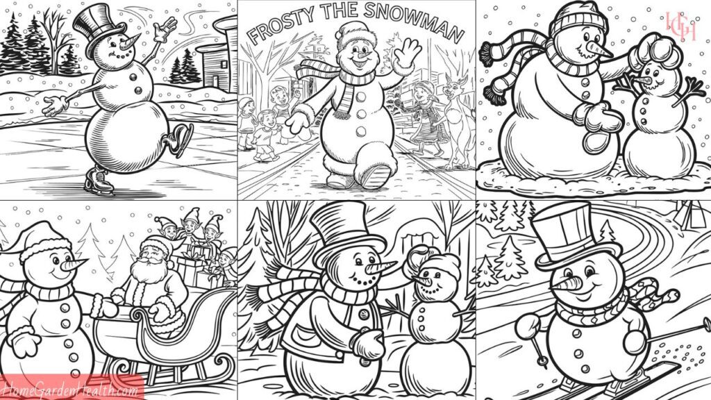 Snowman Christmas Holiday Coloring Printable Pages